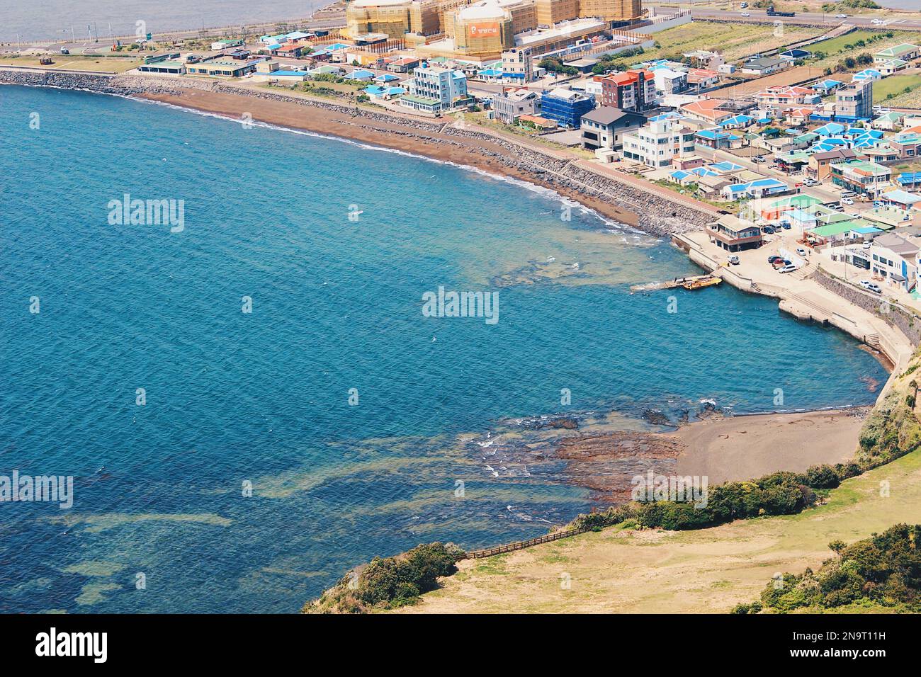 An aerial view of a beautiful seaside town Stock Photo - Alamy