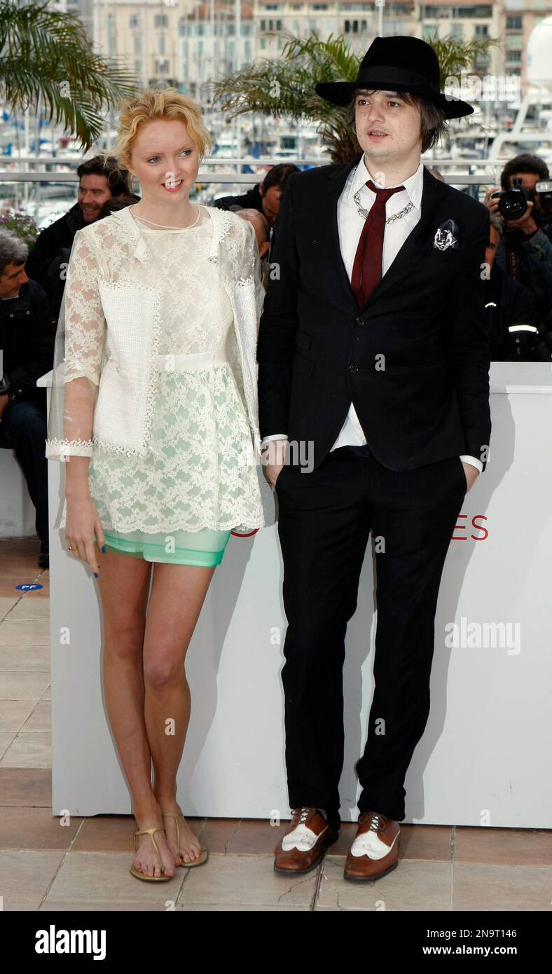 Actress and model Lily Cole, left and musician Pete Doherty pose during ...