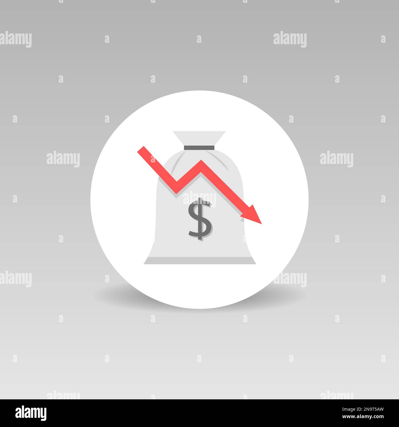 Profit reduction concept vector round icon Red decline arrow symbol ...