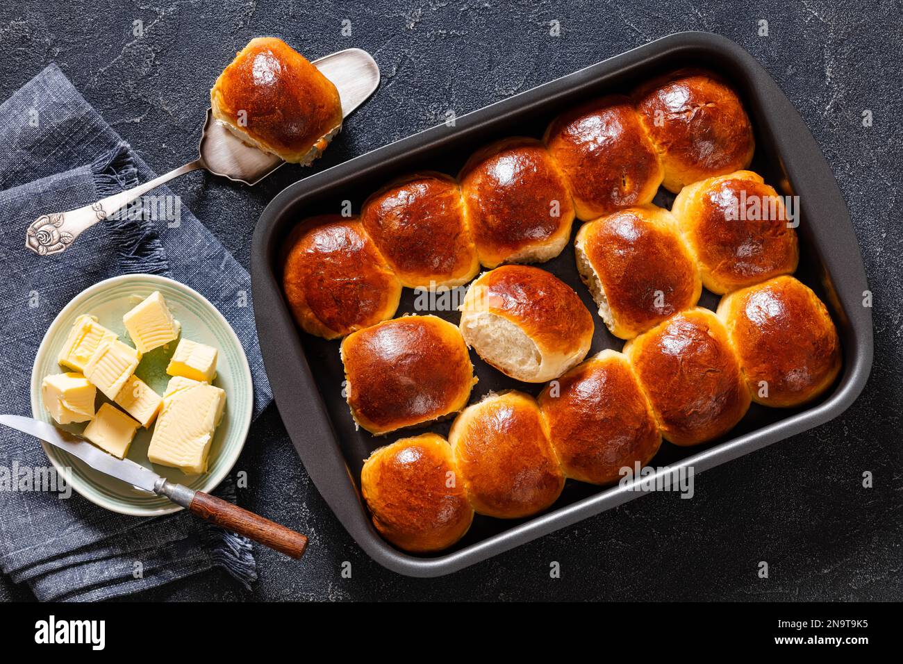Hawaiian sweet rolls, portuguese sweet bread, soft and stretchy buns in ...