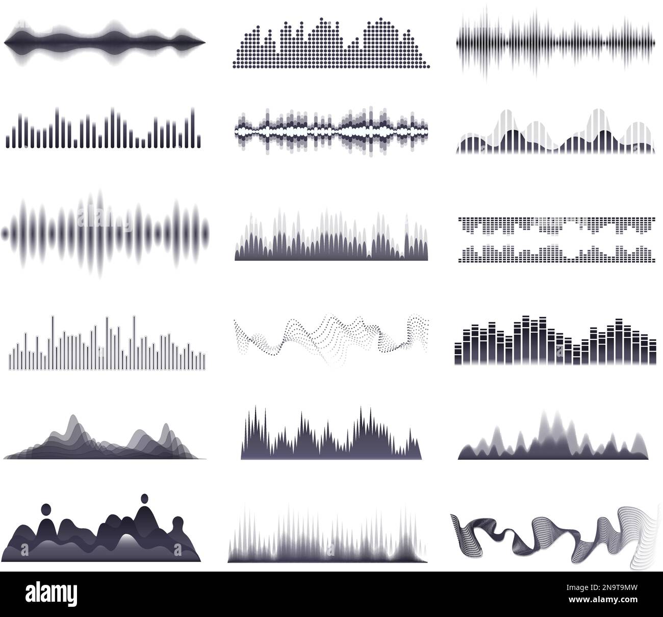 Sonic lines. Voice recordings soundwave or music spectrum waves, sound ...