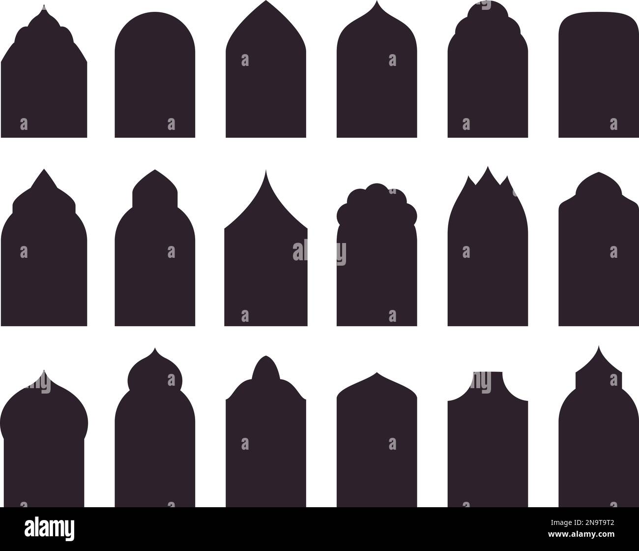 Islamic arches. Traditional arabic arch mosque windows form, oriental ...