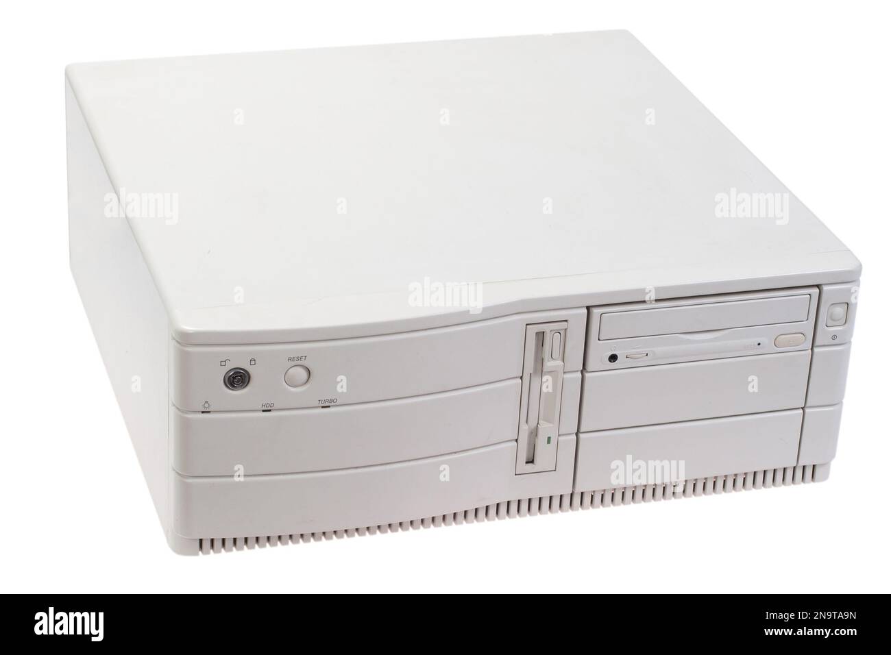 Retro vintage old desktop pc isolated on white background Stock Photo ...