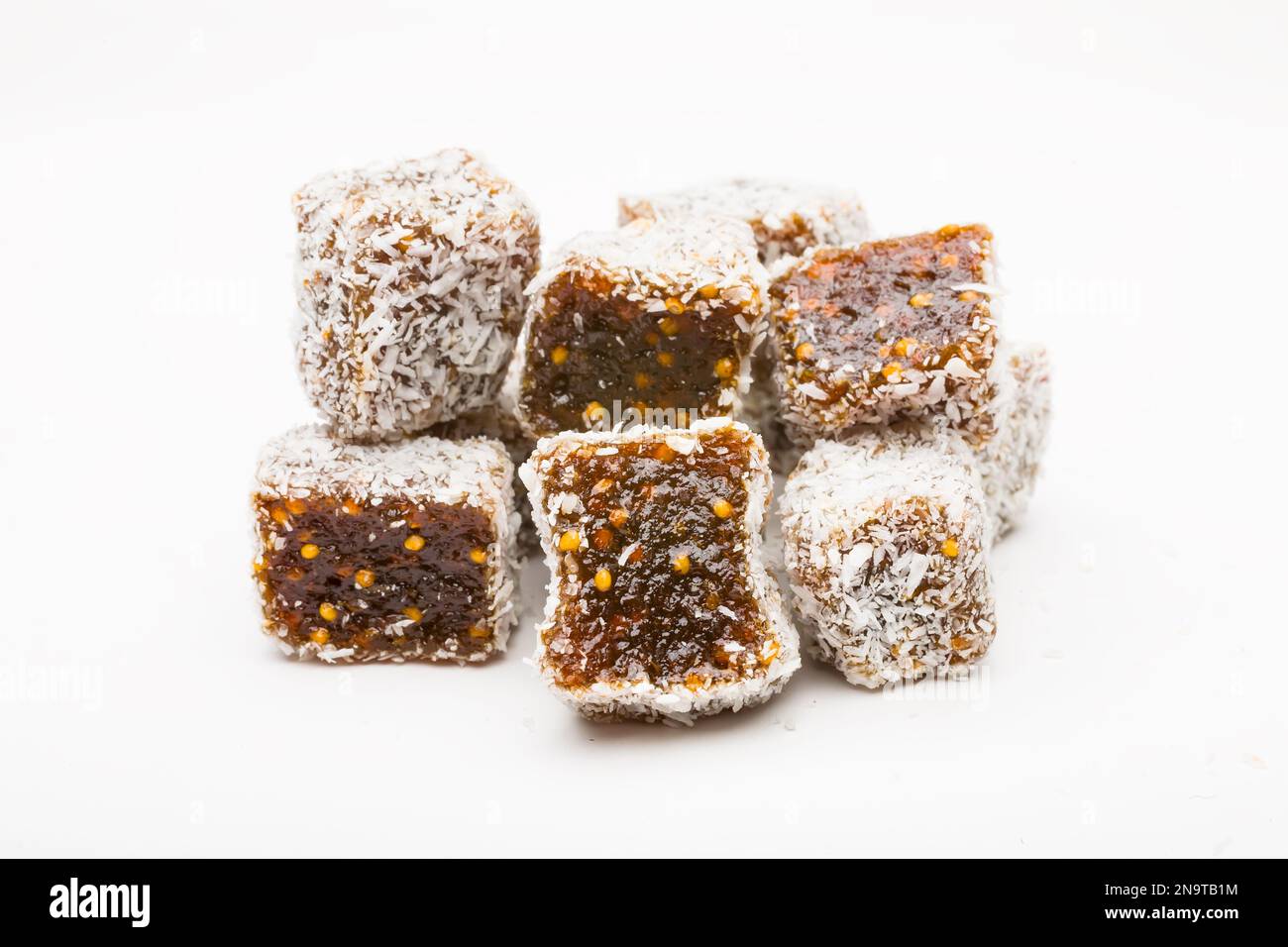 Turkish delight with figs on a white background Stock Photo - Alamy