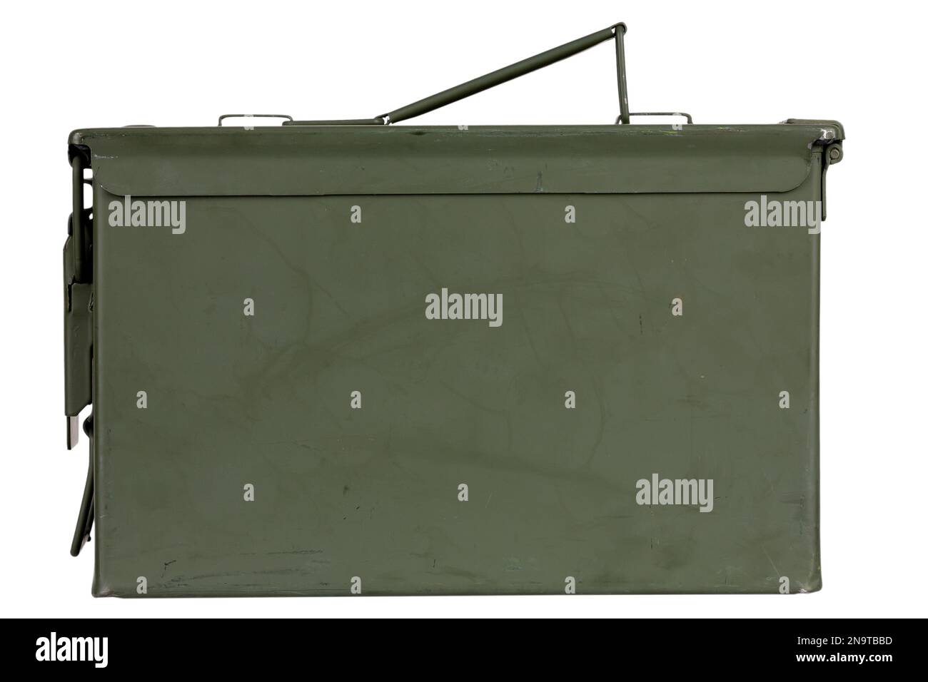 US army green metal .50 cal ammo box isolated on white Stock Photo - Alamy