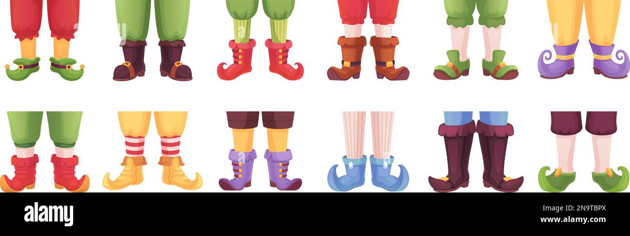 Gnome legs. Elf feet in carnival pants, leprechaun or sorceress foot ...