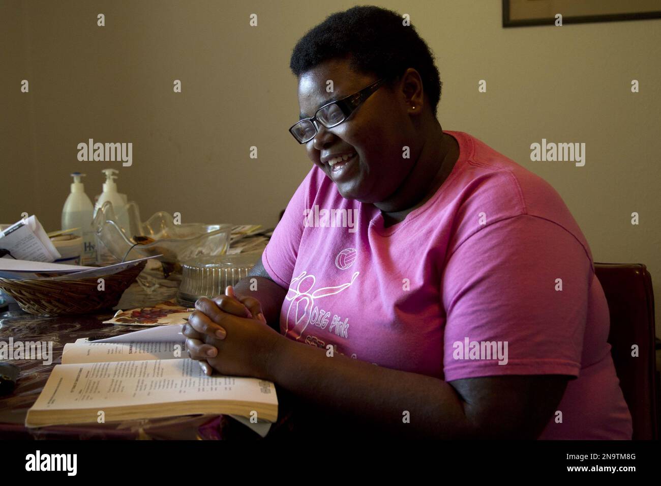 Gennesaret Sealy does homework at her Montgomery, Ala., home on Monday ...