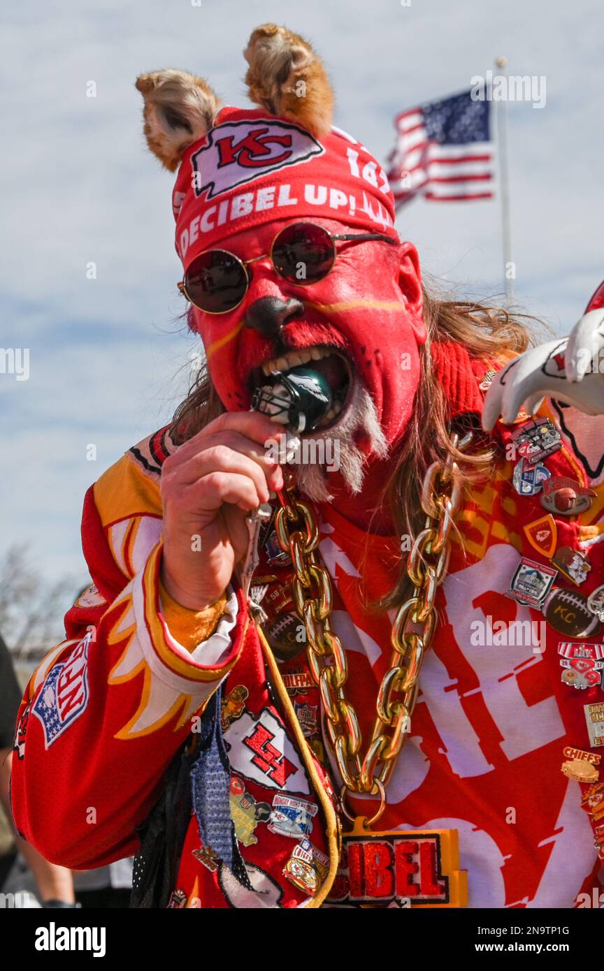 Kansas City Chiefs fans pose for photos ahead of Super Bowl LVII ...