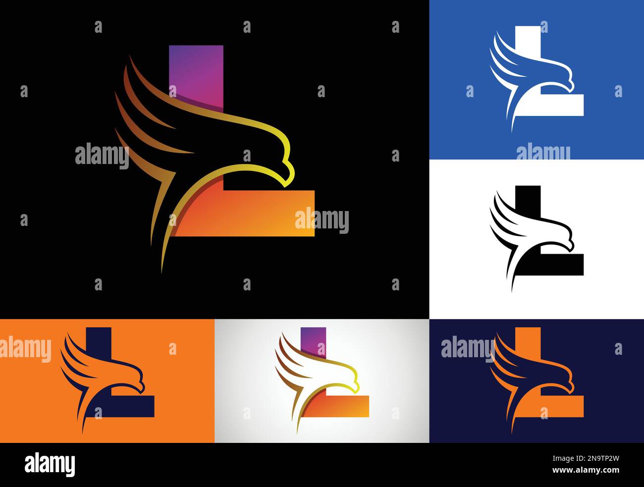 Initial L monogram letter with Eagle head negative space symbol. Creative Eagle head logo design ...