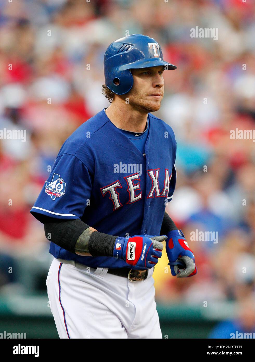 Texas Rangers' Josh Hamilton (32) is walked by the Kansas City Royals ...