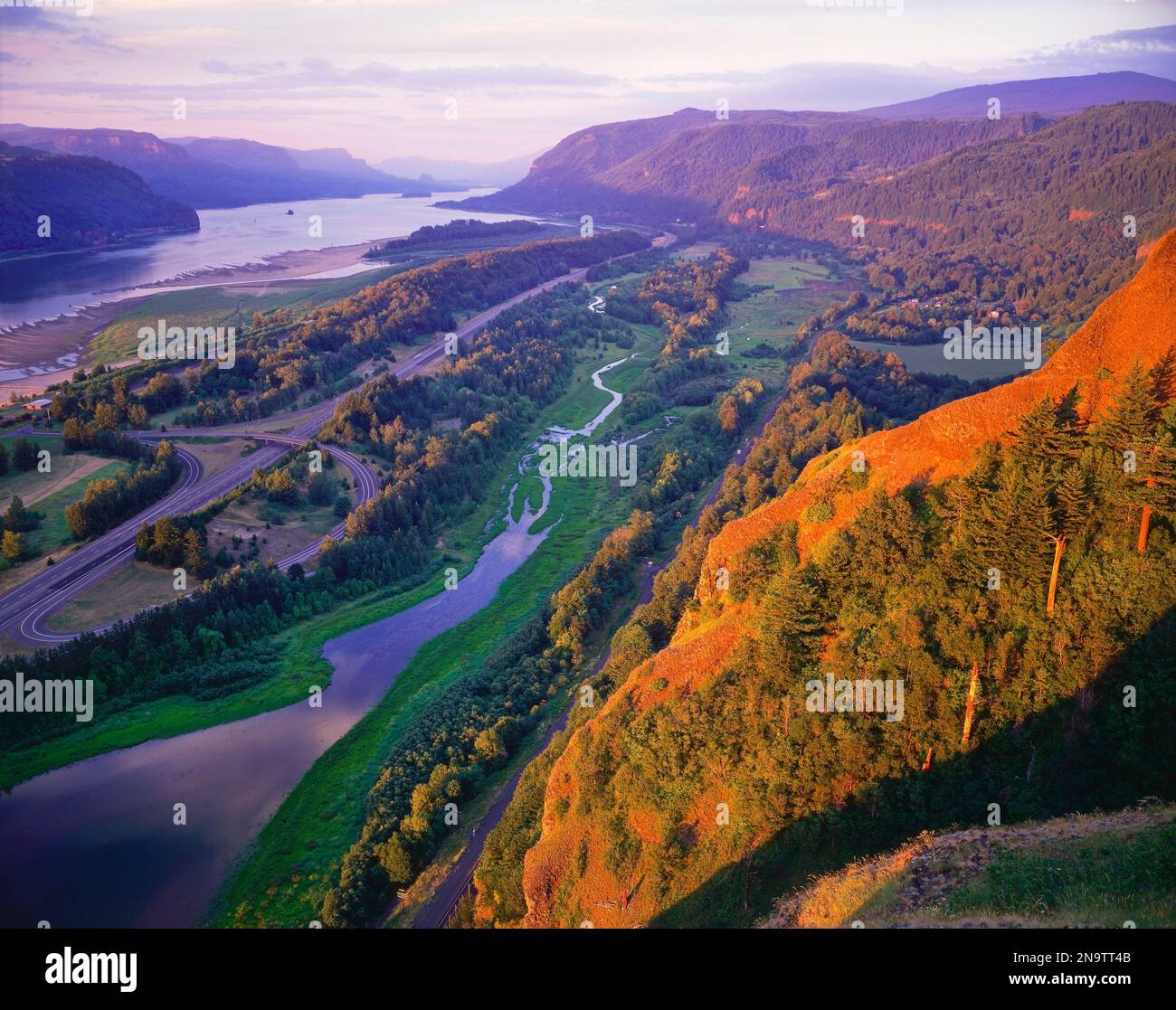 River running through a gorge in an autumn coloured mountainous ...