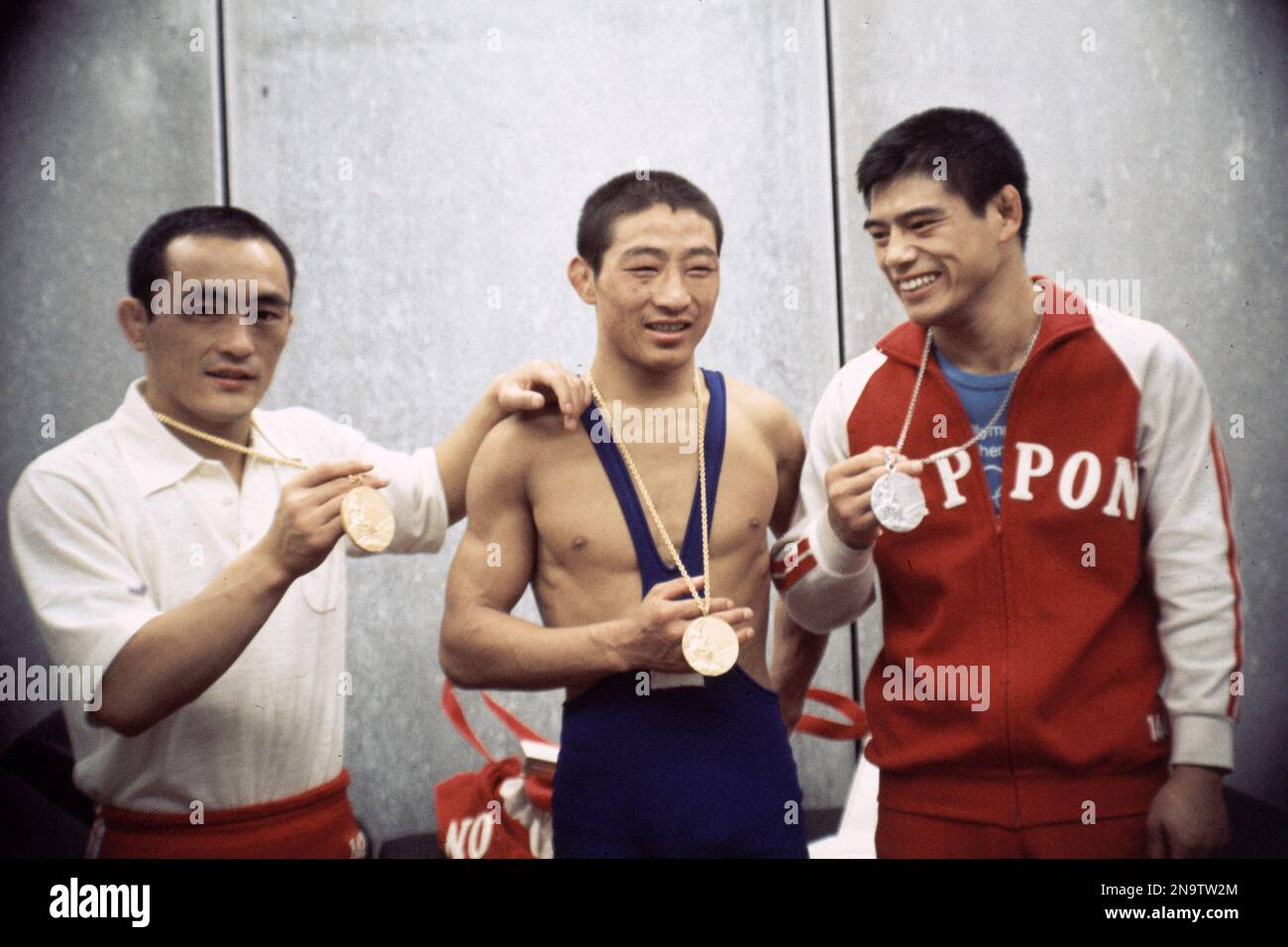 Japanese freestyle wrestling Summer Olympic Games winners display their ...