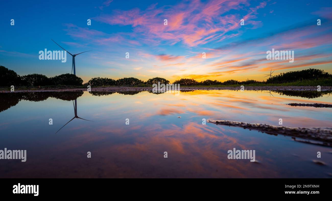 A wide angle of the beautiful nature scene with a lake with the ...