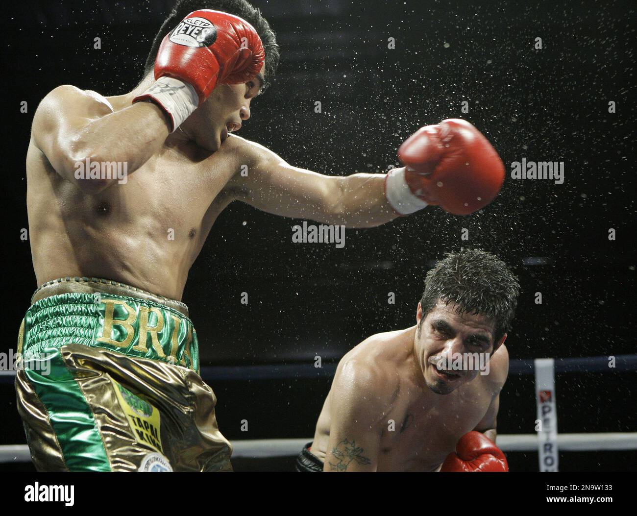 Filipino-American boxer Brian Viloria, left, throws a punch at Mexican ...