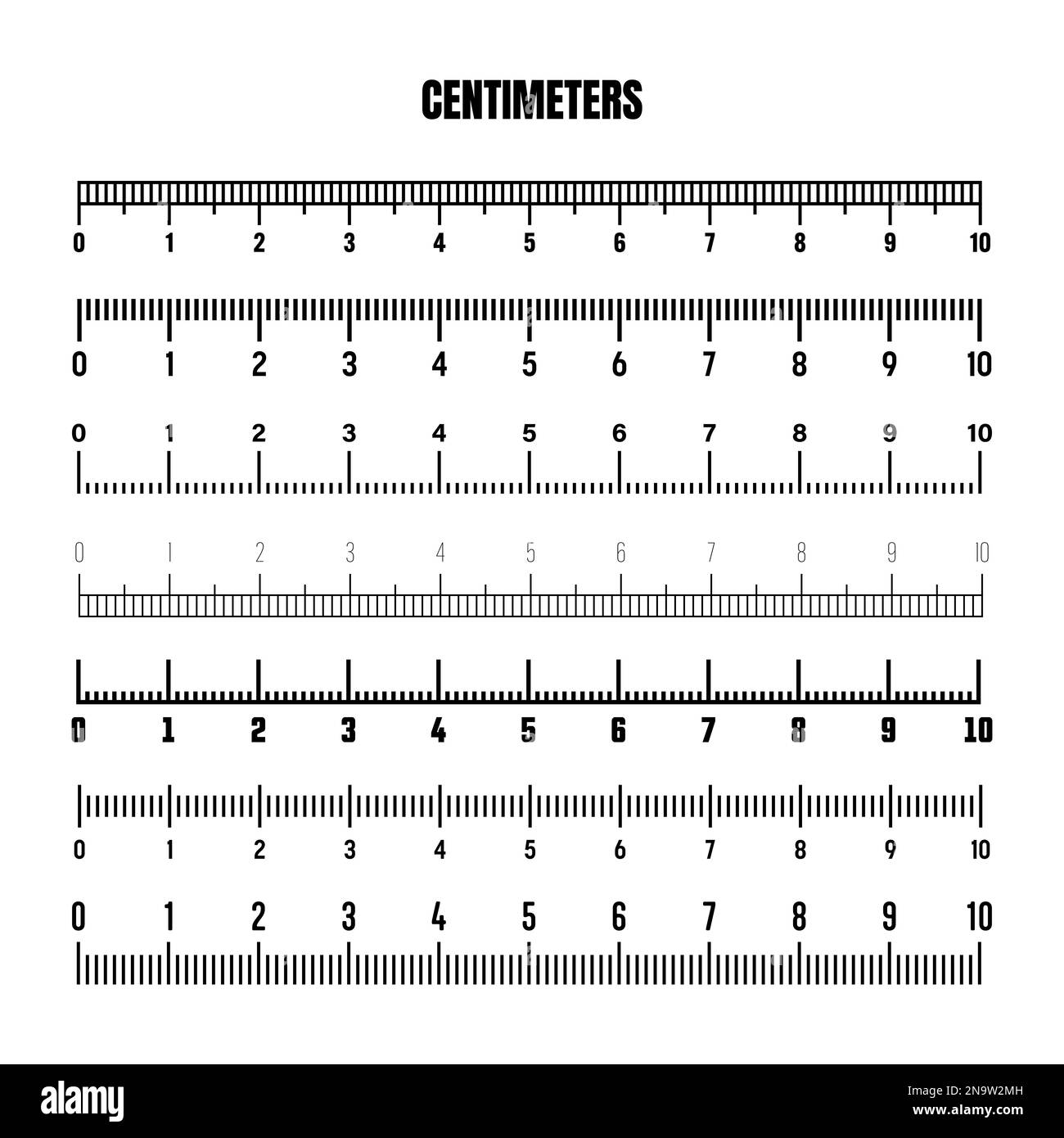 Realistic black centimeter scale for measuring length or height ...