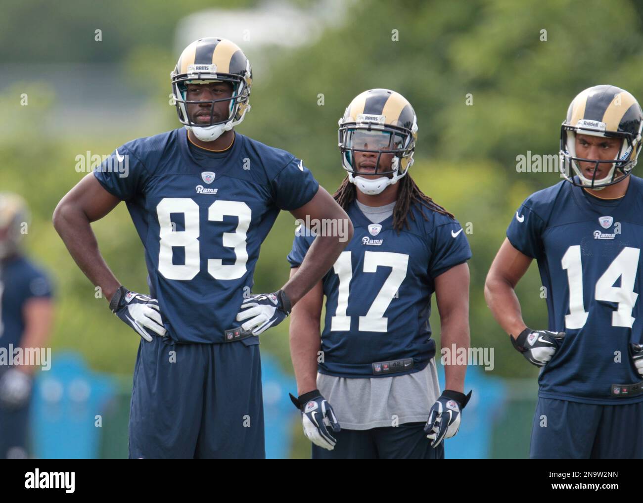 St. Louis Rams wide receiver Brian Quick (83) stands with teammate Tony ...