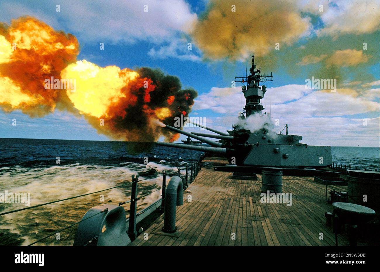 FILE - In this Dec. 16, 1987 file photo, the battleship USS Iowa fires ...