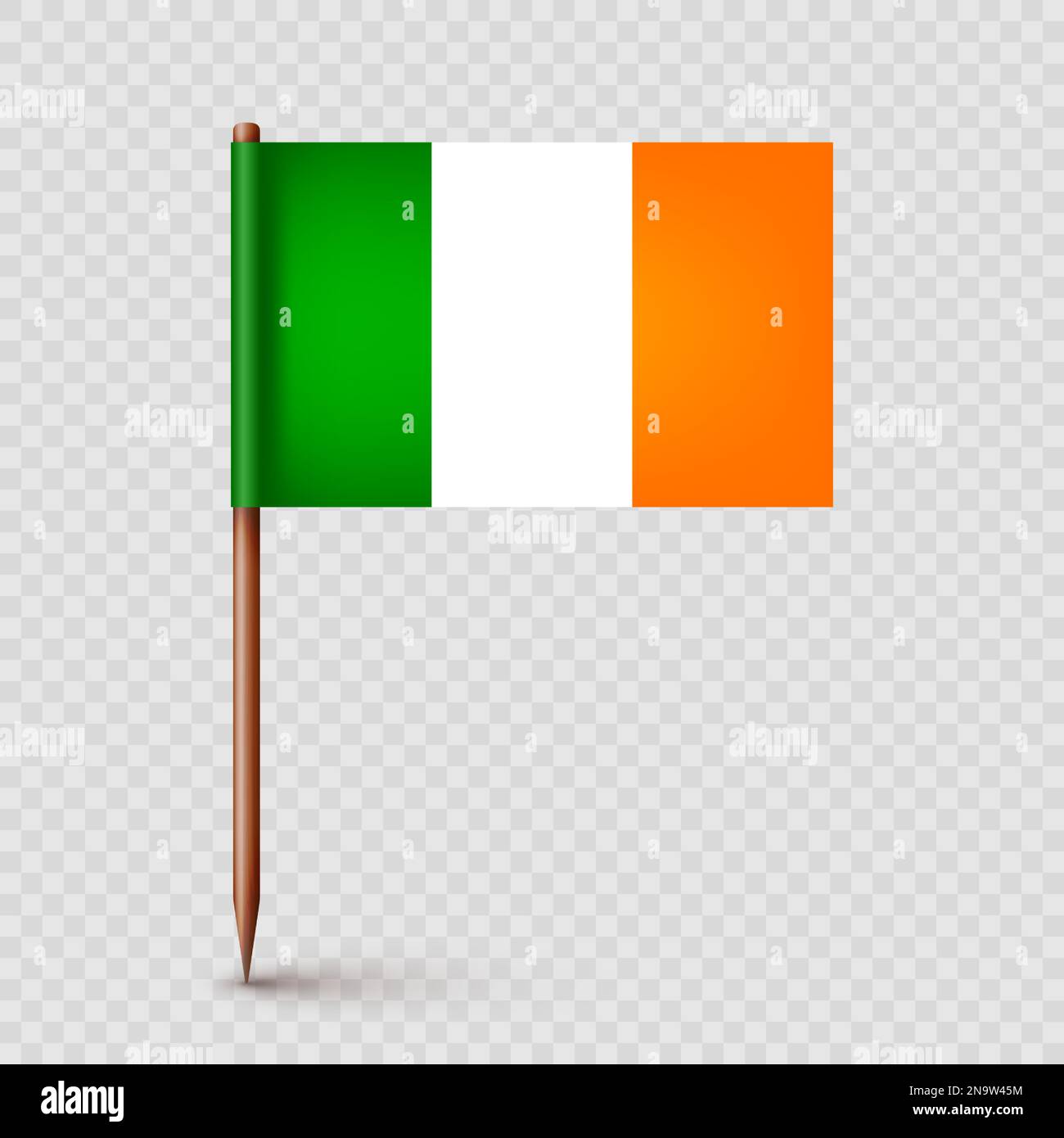 Realistic Irish toothpick flag. Souvenir from Ireland. Wooden toothpick ...