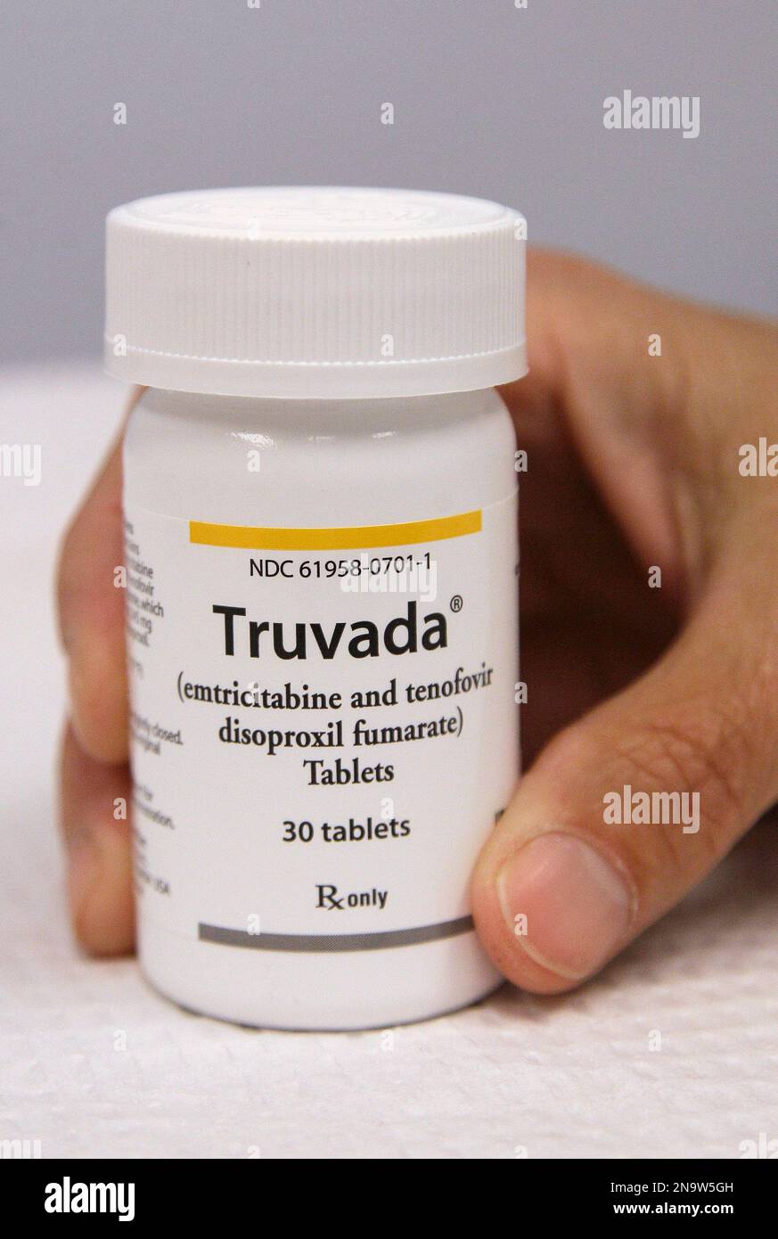 A bottle of Truvada is shown at the office of Dr. Lisa Sterman in San ...