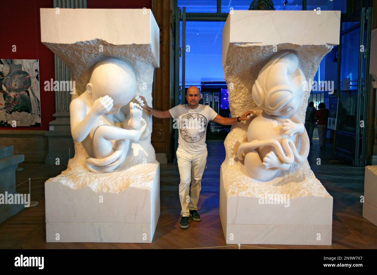 British artist Marc Quinn poses in front of his work "Evolution", on ...