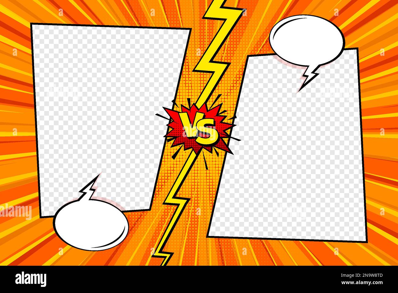 Cartoon comic background with blank place for your design. Fight versus ...
