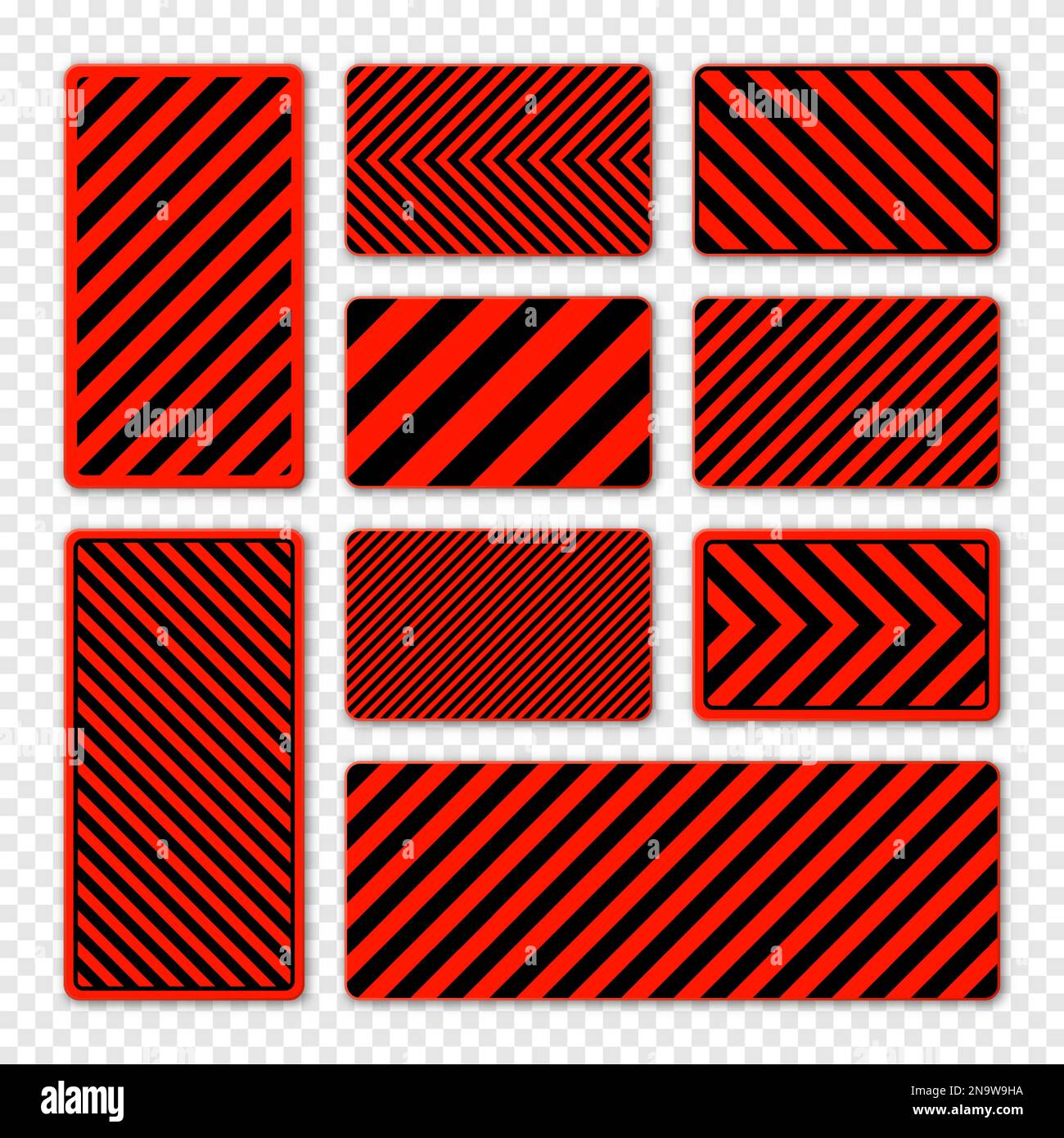 Various black and red warning signs with diagonal lines. Attention ...