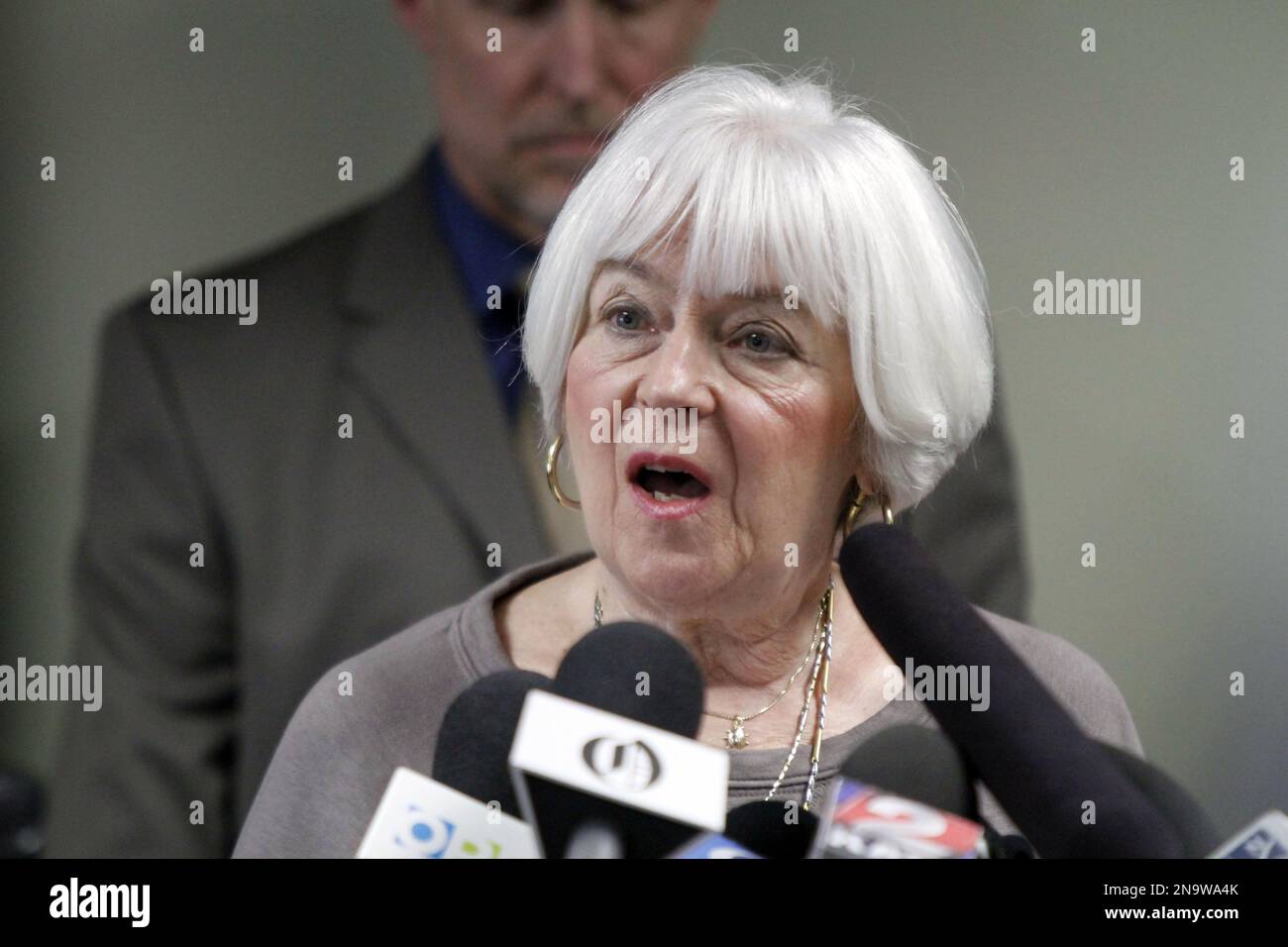 Candee Wilson speaks about her murdered daughter, Julie Reitz, at a ...