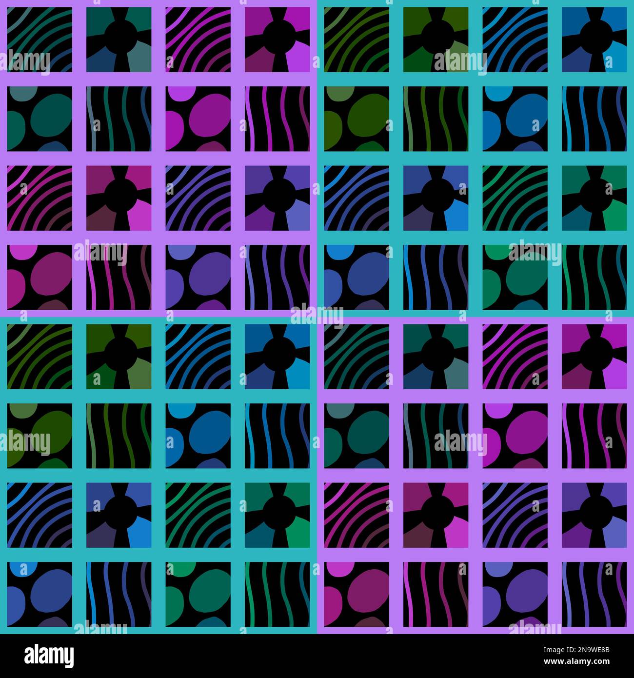 Abstract geometric square seamless spots and stripes pattern for ...