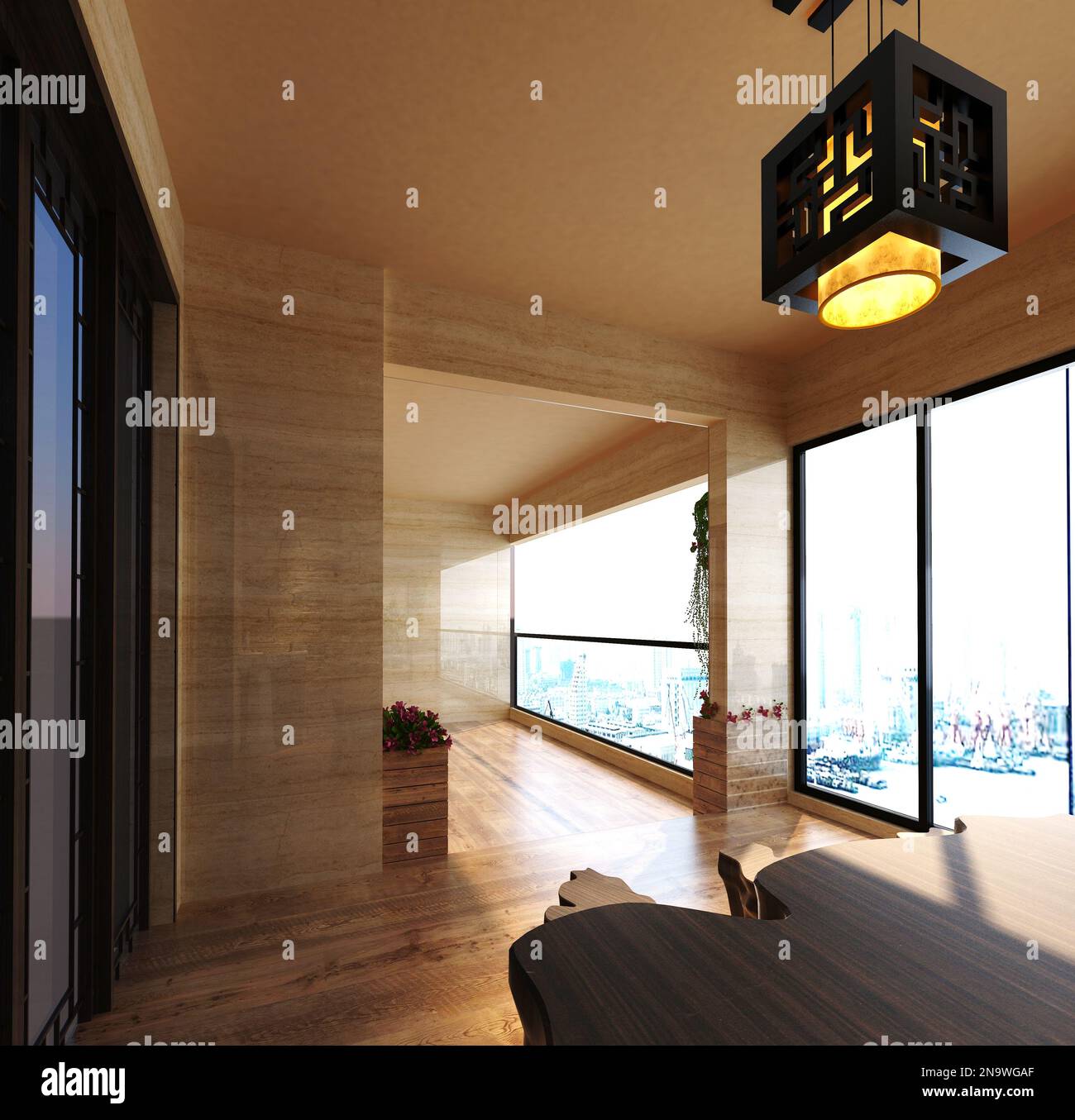 Modern glass house terrace hi-res stock photography and images - Alamy