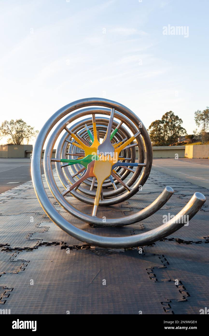 DNA artwork outside the Lawrence Science Museum Stock Photo - Alamy