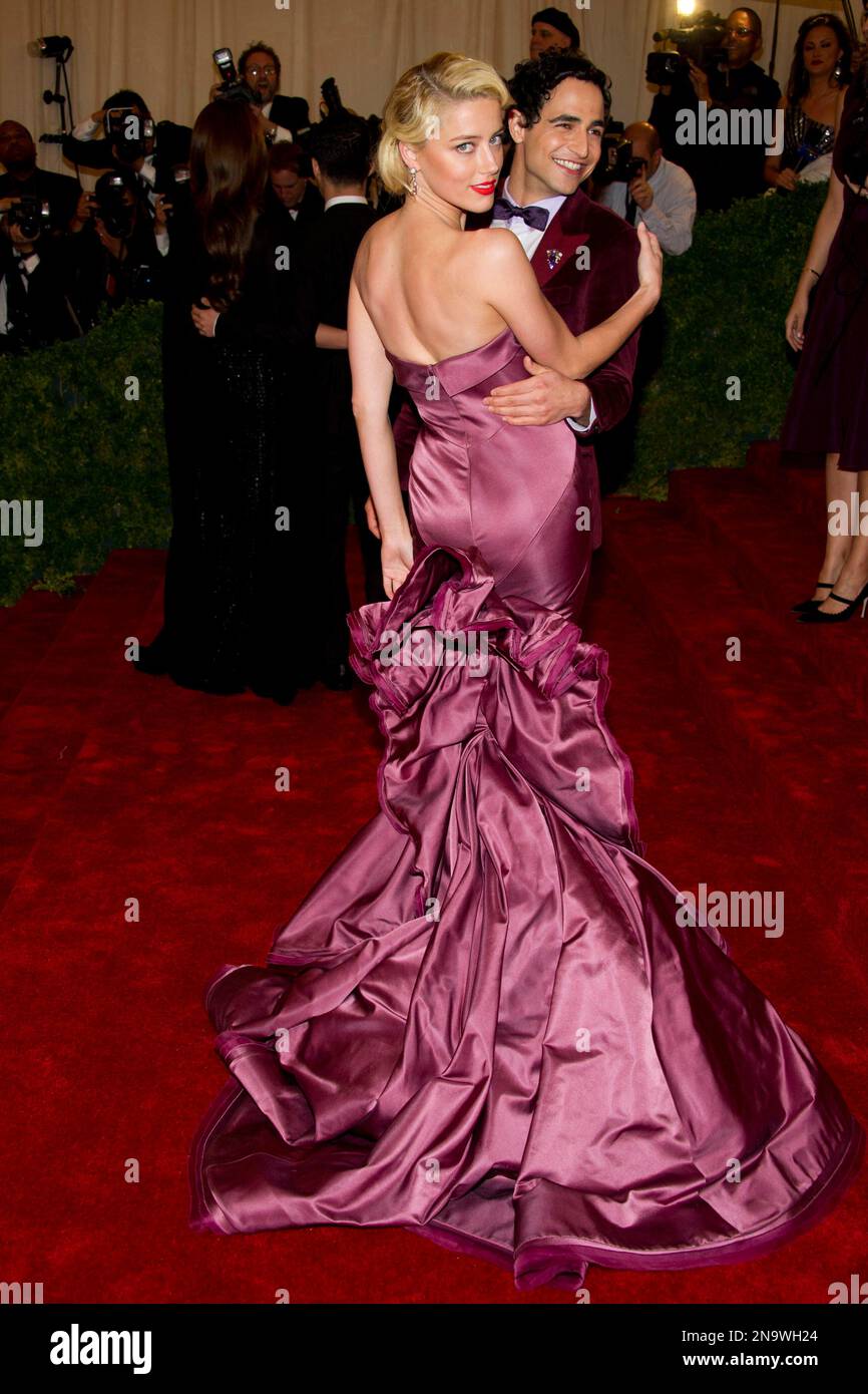 Amber Heard and Zac Posen arrive at the Metropolitan Museum of Art ...