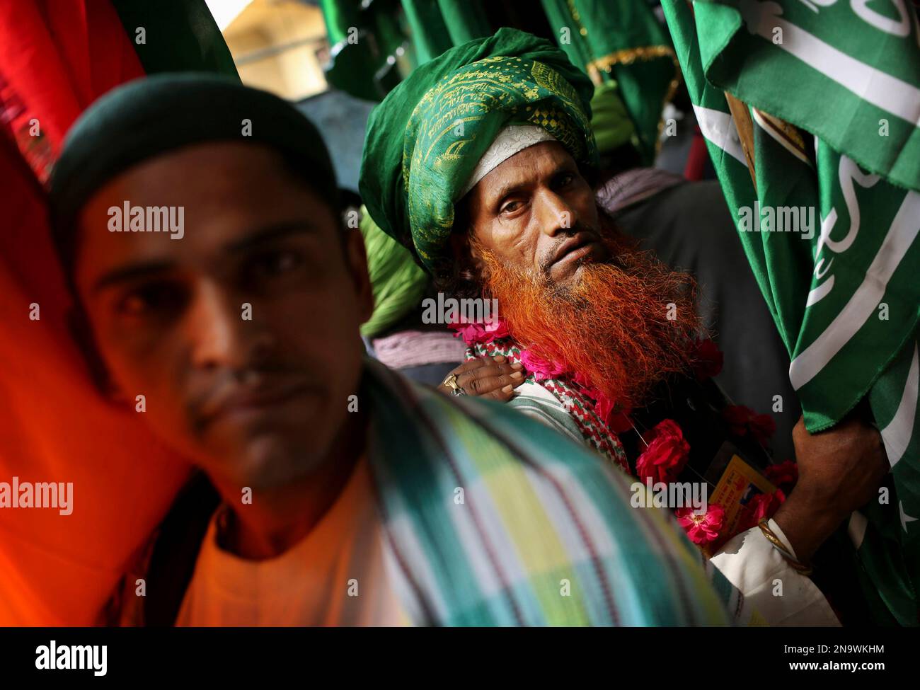 Indian Muslim Sufi devotees who are on a pilgrimage to Ajmer Sharif, a ...