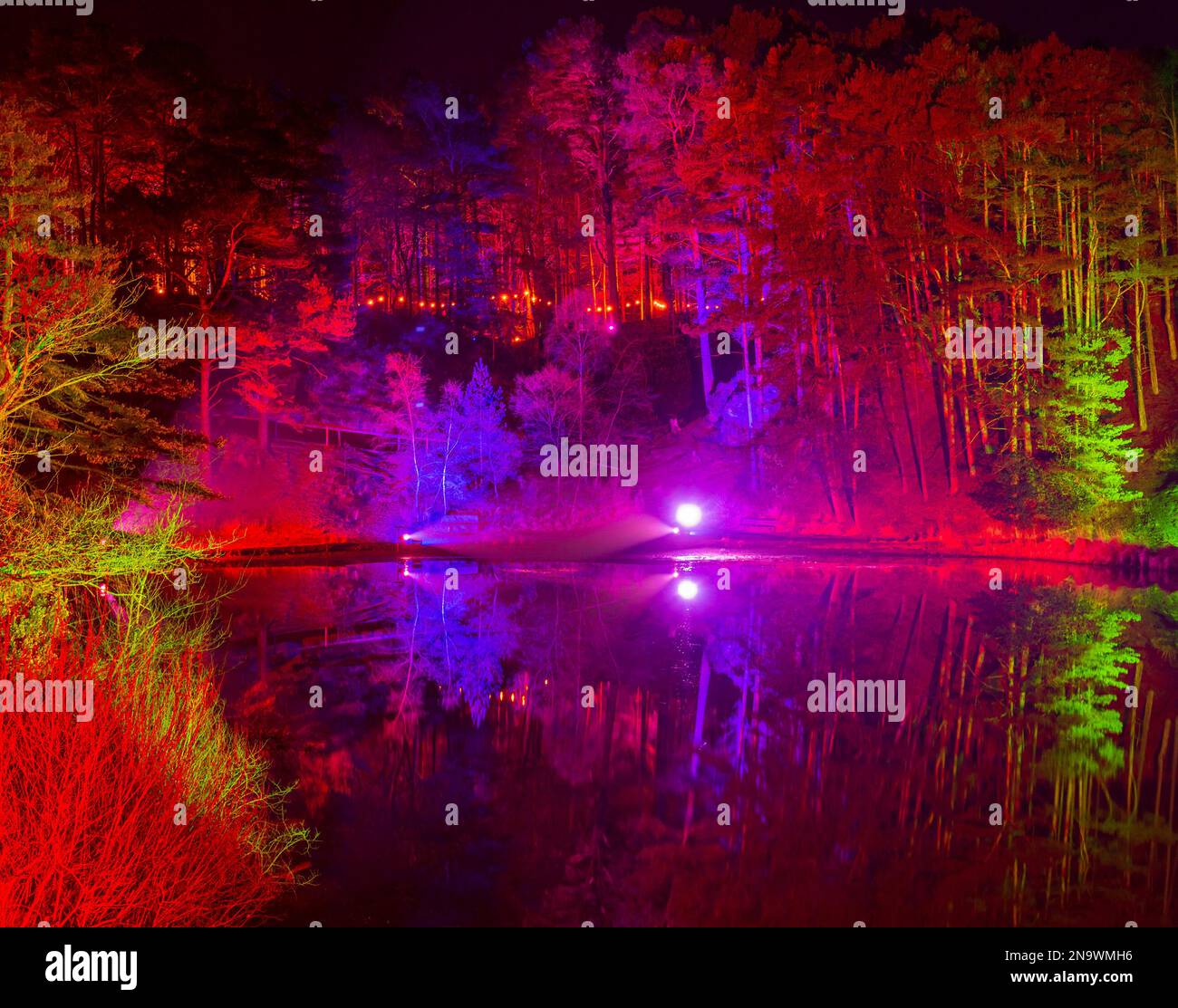 Illuminations around the lake at Blue Pool in Dorset Stock Photo - Alamy