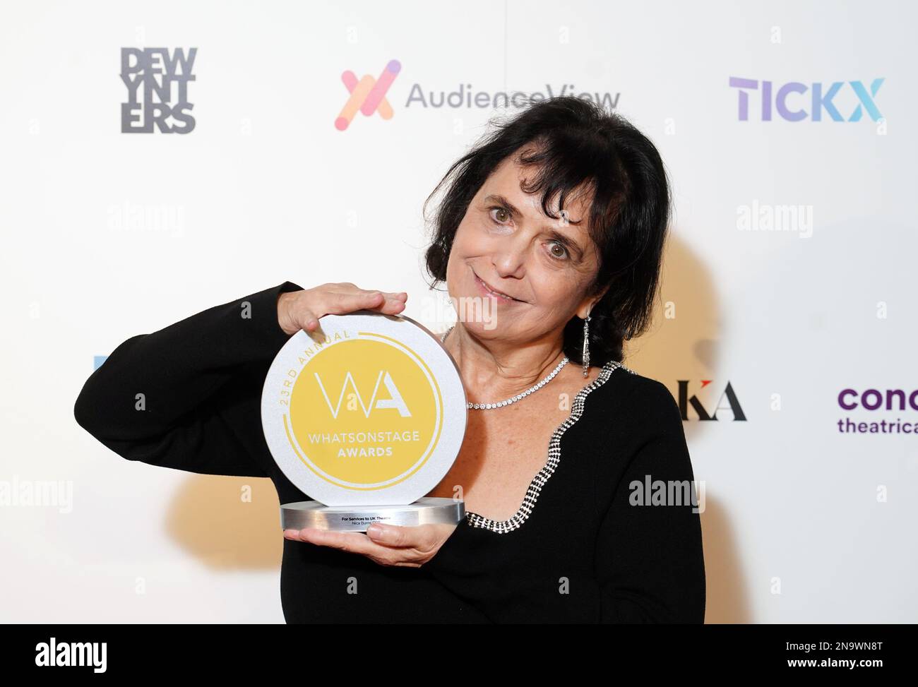 Nica Burns with the award for Services to Theatre during the ...