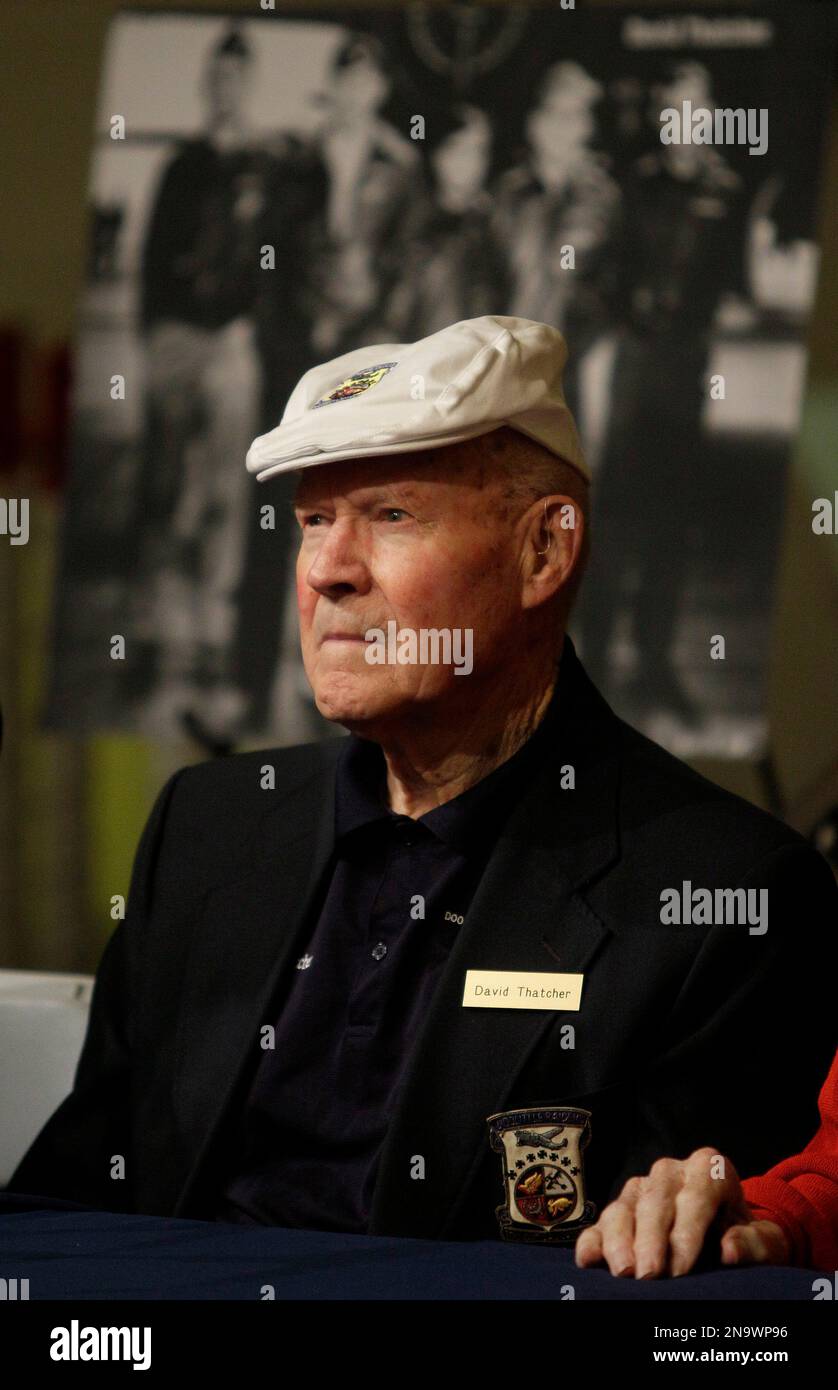 Staff Sergeant David Thatcher is shown before a news conference to ...