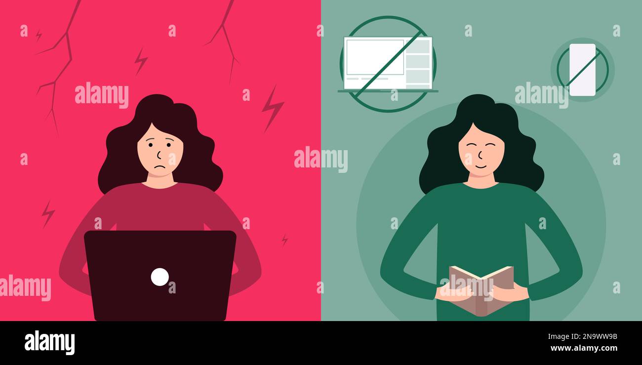 National Day of Unplugging. Illustrations before and after rest from ...