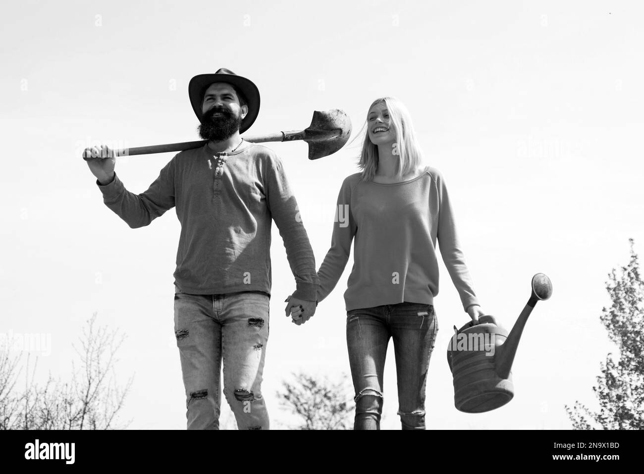 Friends farmers Black and White Stock Photos & Images - Alamy
