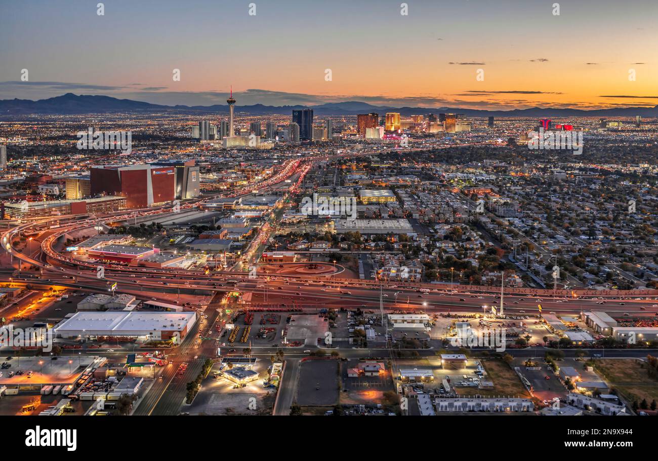 Aerial night view of Las Vegas, Nevada Stock Photo - Alamy