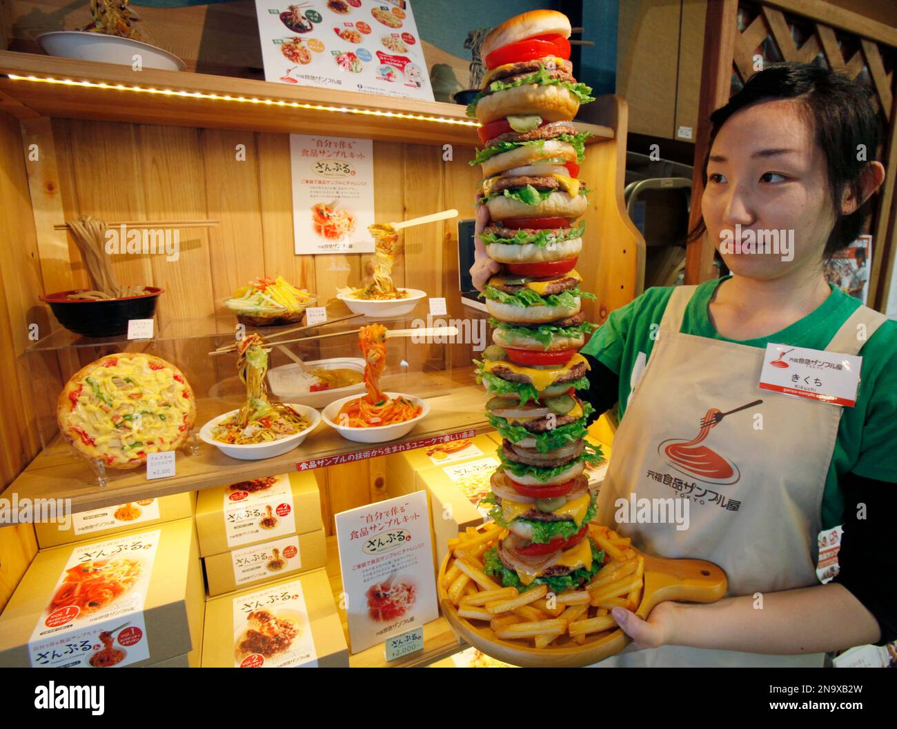 Japan's fake food sample maker Iwasaki Be-I Co. employee Ayano Kikuchi ...