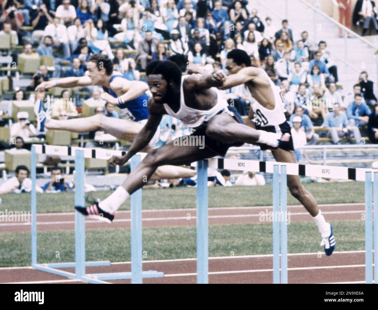 Rodney "Rod" Milburn of the United States, front, wins the gold medal ...
