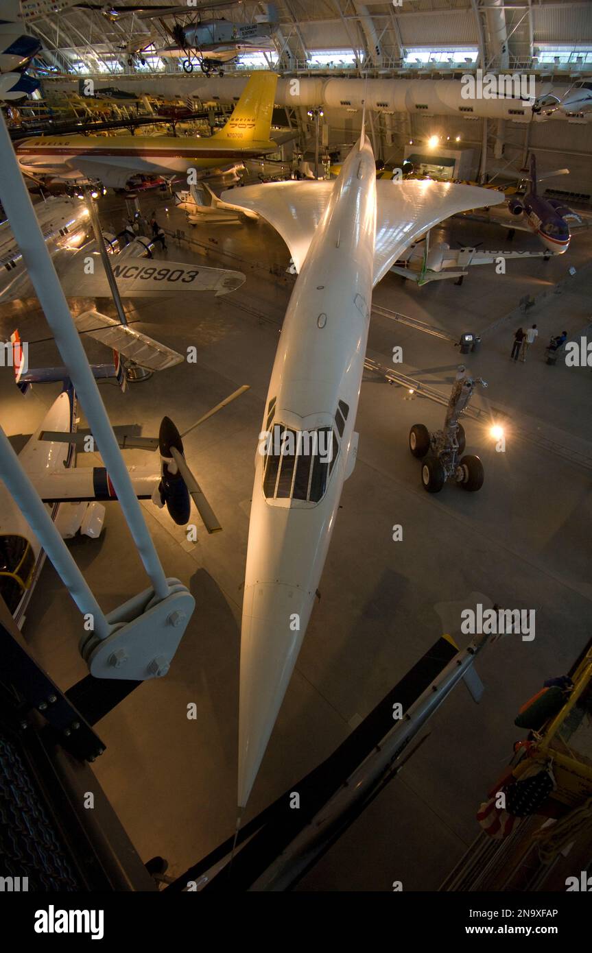 The 'Concorde' and other aircraft in a hangar at the National Air and ...