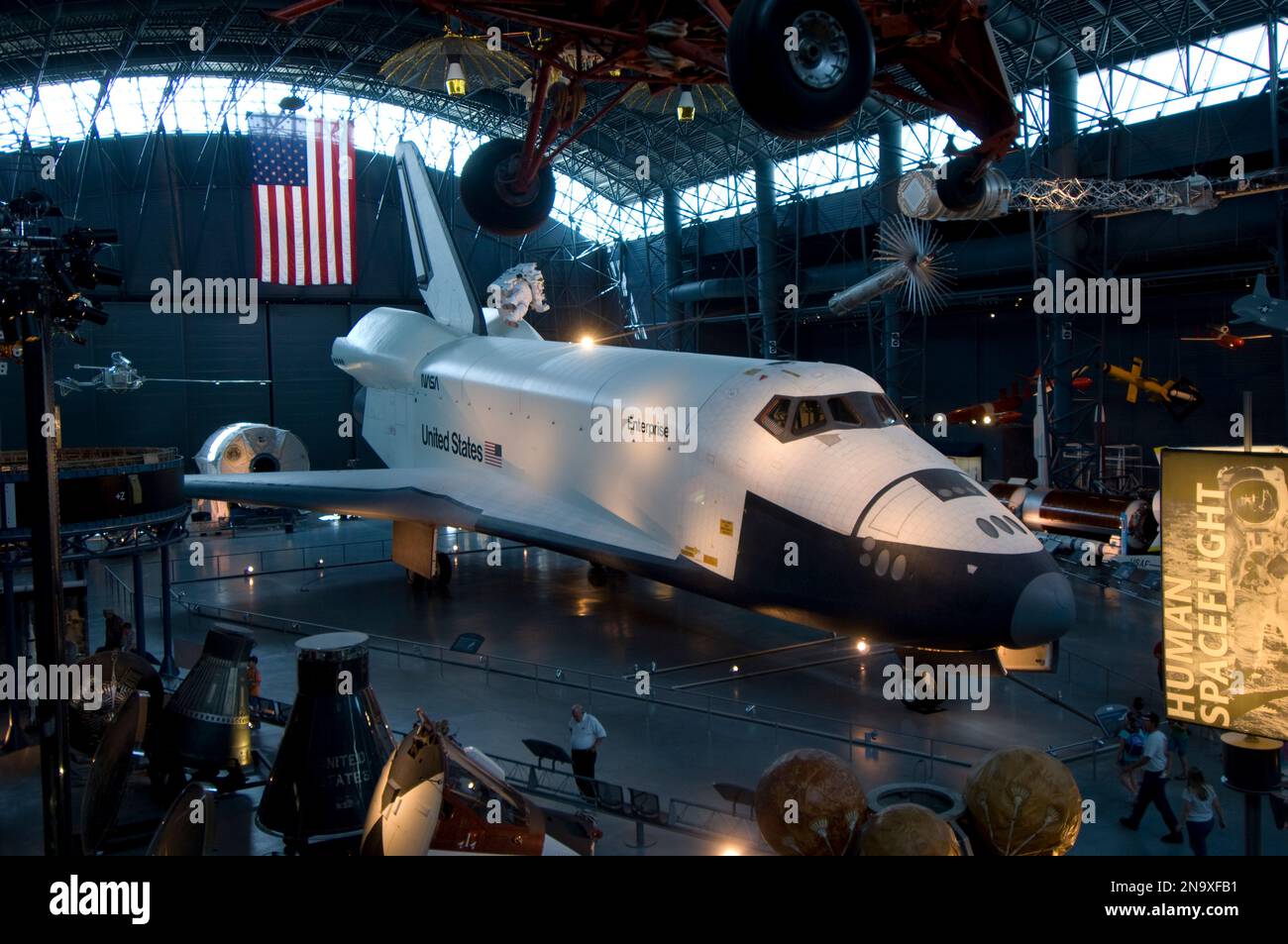 The space shuttle 'Enterprise' in a hangar at the National Air and Space Museum, Steven F. Udvar ...