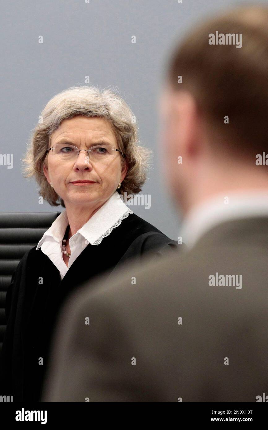 Judge Wenche E. Arntzen seen over the shoulder of terror- and murder ...