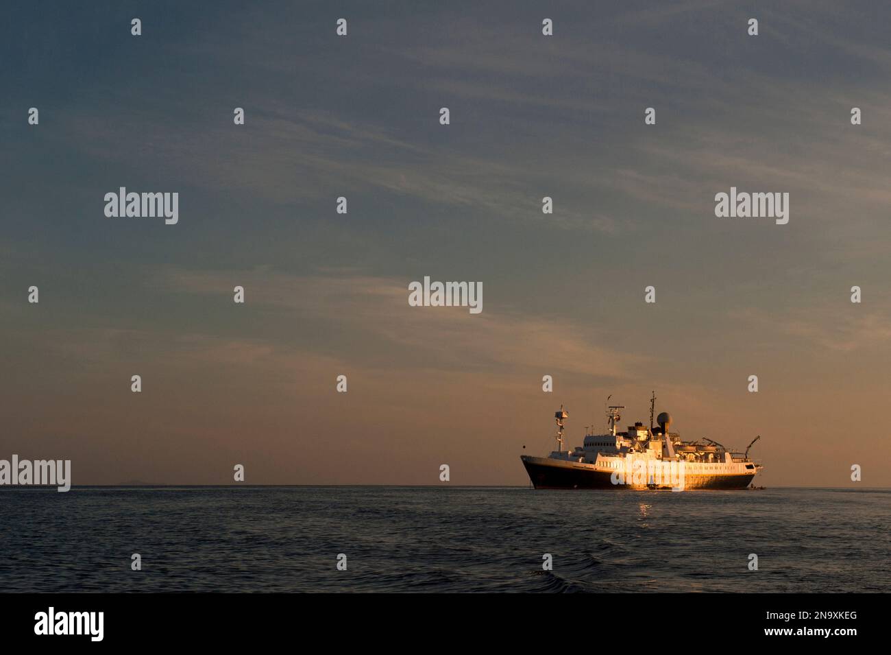 Cruise ship in the Pacific Ocean near Santa Cruz Island in the ...