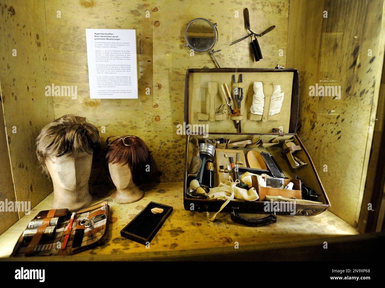 An original east German camouflage suitcase is on display at the new ...