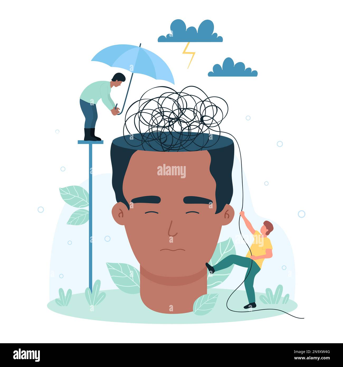 Mental health therapy, support in bad state and crisis vector ...