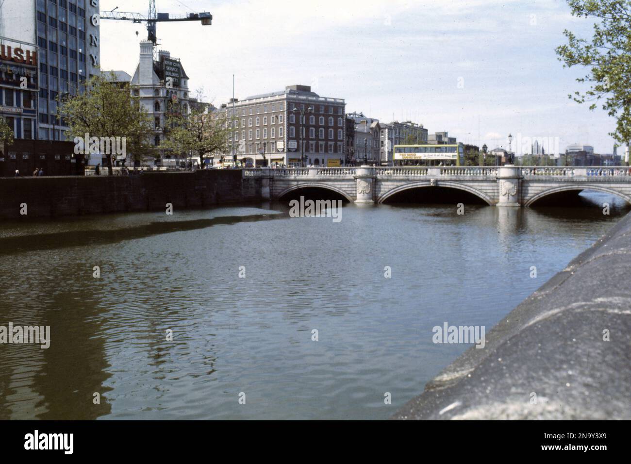 The O'Connell Street Bridge over the River Liffey, in Dublin, Ireland ...