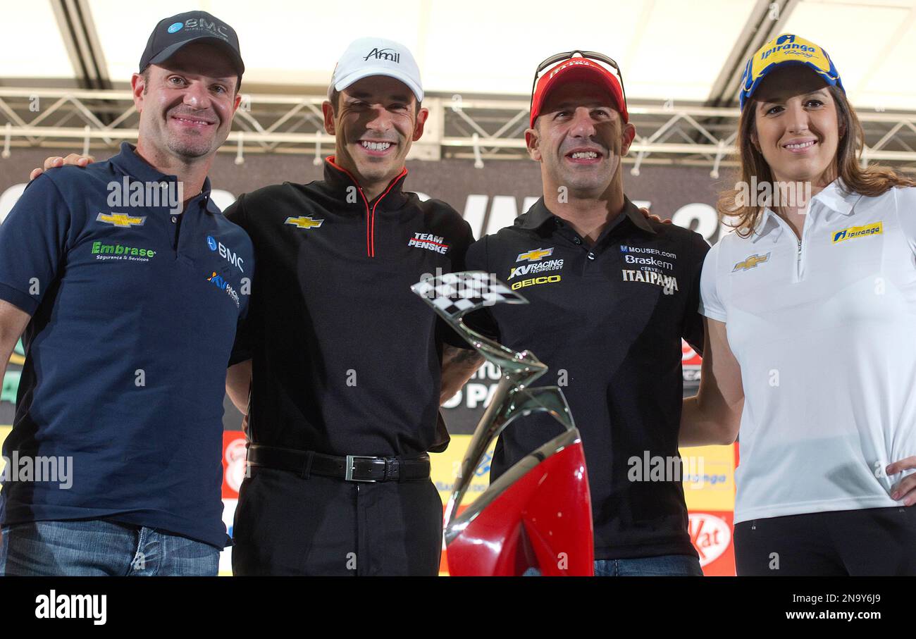 Brazilian IndyCar drivers, from left, Rubens Barrichello, Helio ...