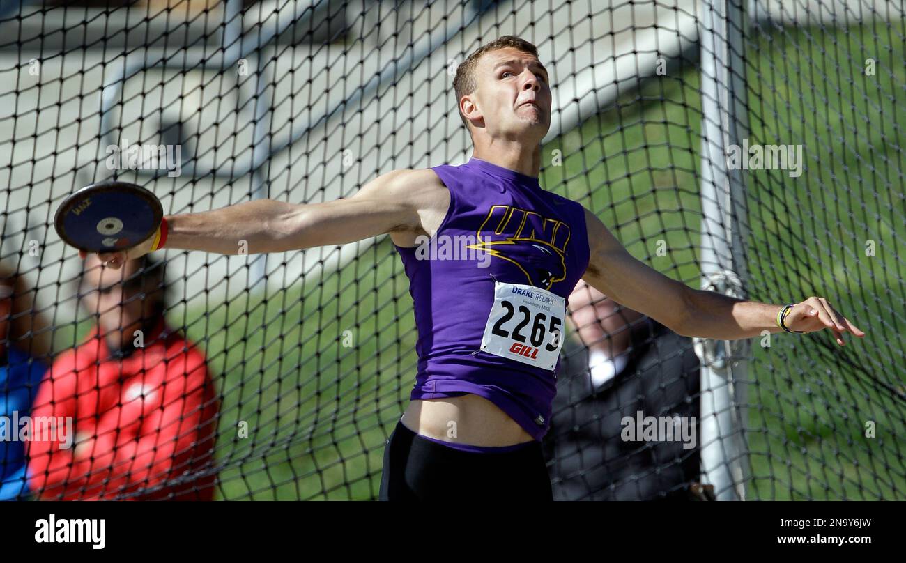 Northern Iowa's Ben Lindaman sets to throw during the decathlon discus ...
