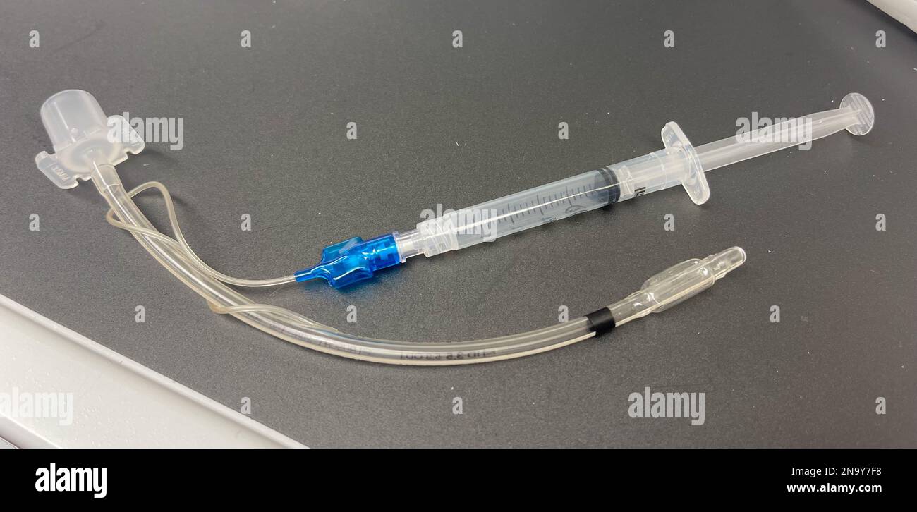 Hospital Airway equipment on table for breathing and intubation Stock ...